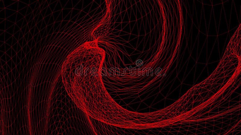 Red Abstract Surfaces of Particles Slowly Moving on a Black. 3d ...