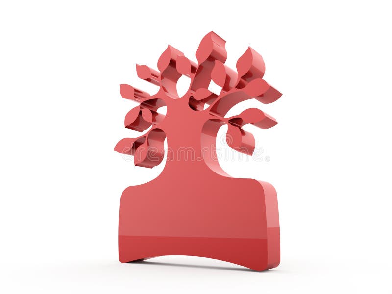Red Abstract Tree Rendered on White Stock Illustration - Illustration ...