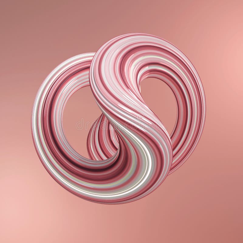 Red Abstract Twisted Shape. Colorful Round Geometry, Gradient Curve ...