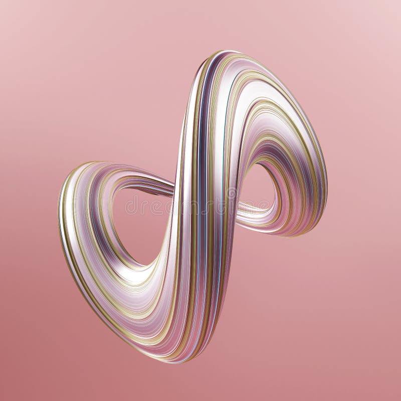 Red Abstract Twisted Shape. Colorful Round Geometry, Gradient Curve Background, Computer ...