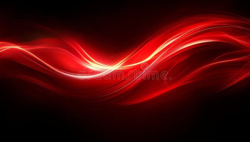 Red Abstract Wave Flow, Background Design with Glowing Effect ...
