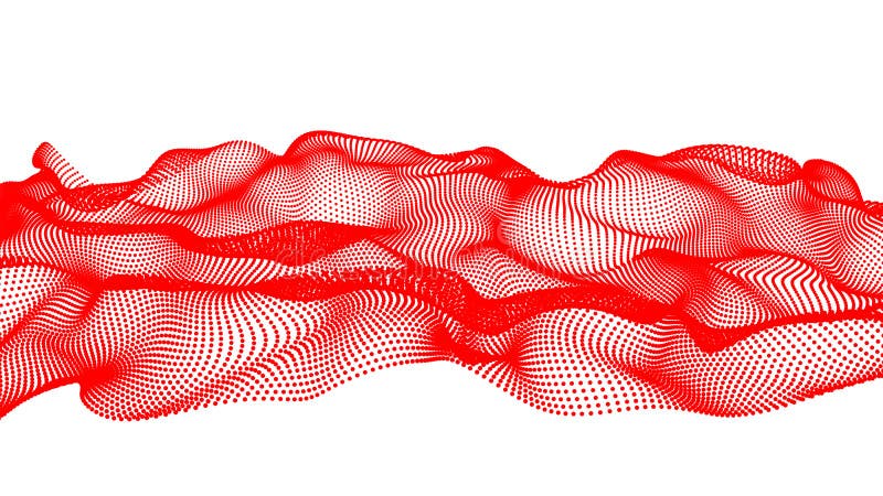 Red Abstract Waves On White Background - Shape Made Of Dots Stock ...