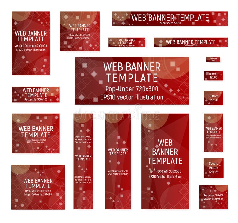 Red abstract web banners. stock vector. Illustration of horizontal ...