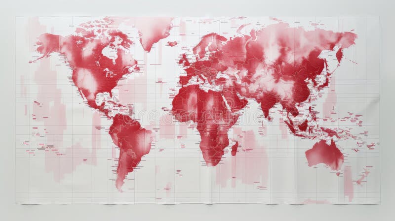 Red Abstract World Map with Data Visualization Elements Stock Photo ...