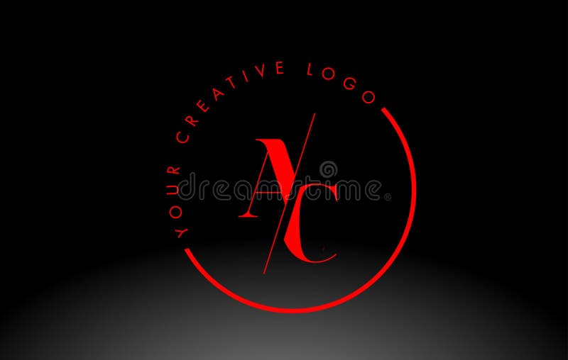 Red AC Serif Letter Logo Design with Creative Intersected Cut Stock ...