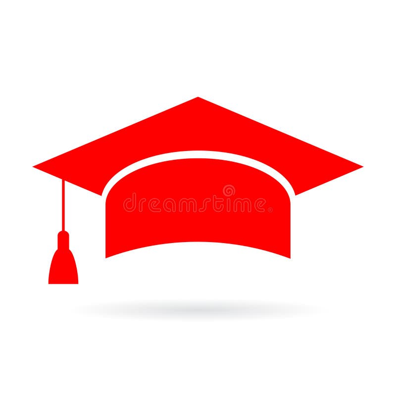 Red Academic Graduate Cap Icon Stock Vector - Illustration of educate ...