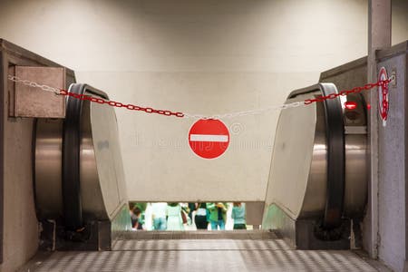 Red Access Forbidden Sign in Underground Stock Image - Image of sign ...