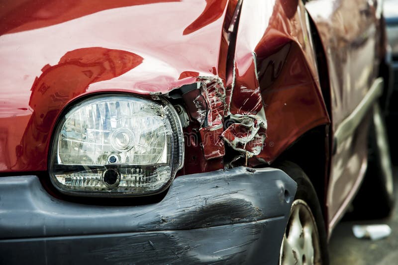 Red accident car stock image. Image of crash, insurance - 27502449