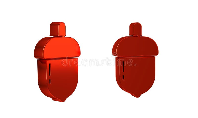 Red Acorn Icon Isolated on Transparent Background. Stock Illustration ...