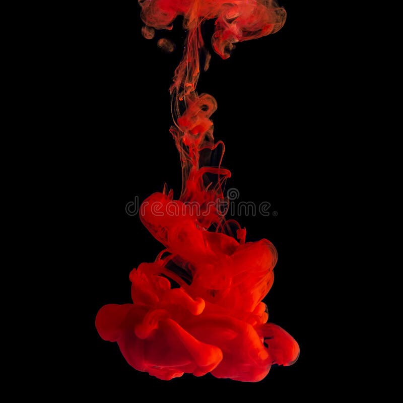 Ink in Water Red Black Abstract Background Isolated Stock Image - Image ...