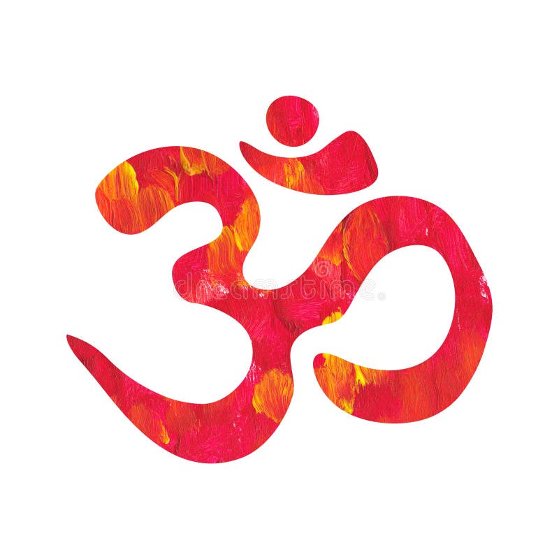 Om Symbol with Red and Orange Paint Texture Meditation Yoga Sign Stock ...