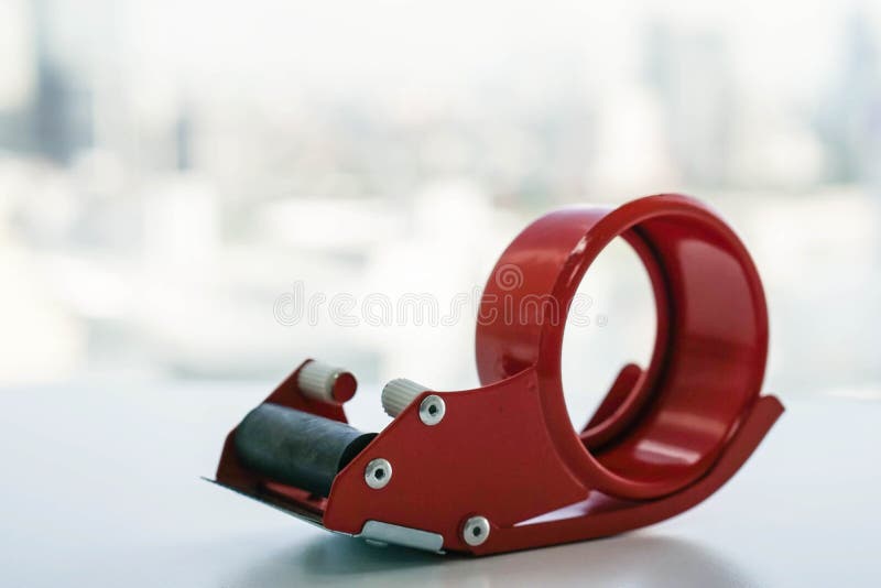 Red Adhesive Tape Dispenser Stock Image - Image of cargo, hand: 85074337
