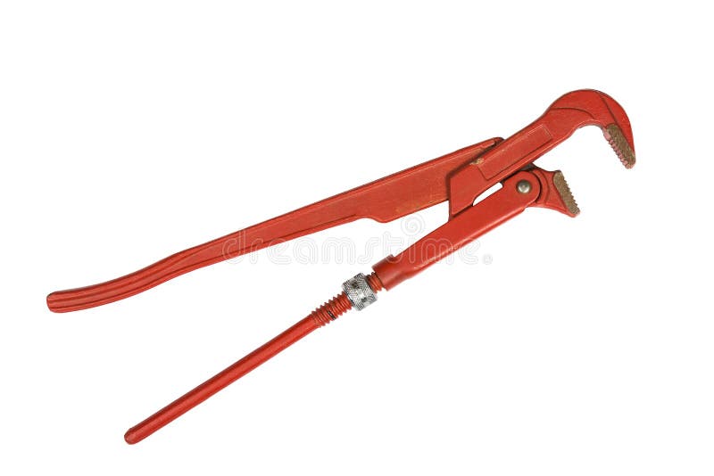 Red Adjustable Pipe Wrench Isolated on a White Stock Photo - Image of ...