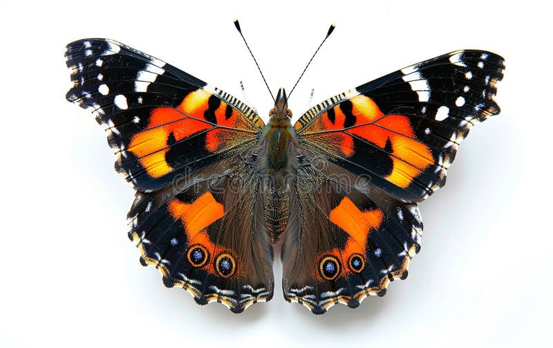 The Red Admiral Butterfly on White Backgrounds -Generative Ai Stock ...