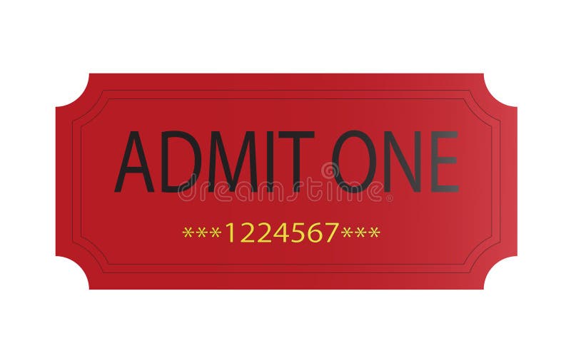 Red admit one ticket stock vector. Illustration of admit - 11012818