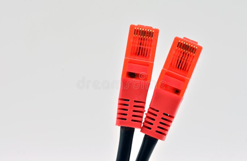 Red ADSL Connector Cable, Isolated on White Stock Photo - Image of ...