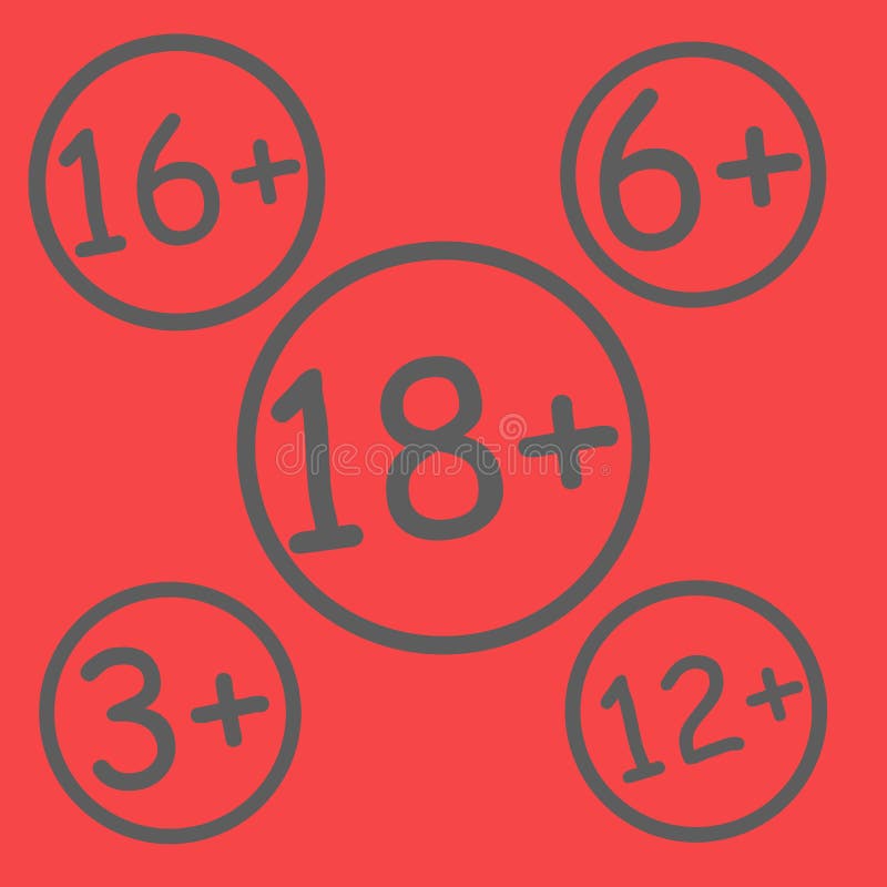 Red age restriction sign stock vector. Illustration of movie - 83734988