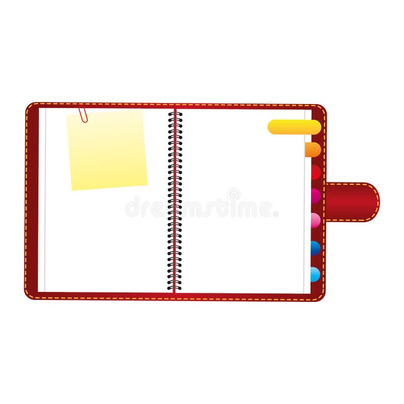 Red Agenda with Tabs and Paper Note Icon Stock Illustration ...