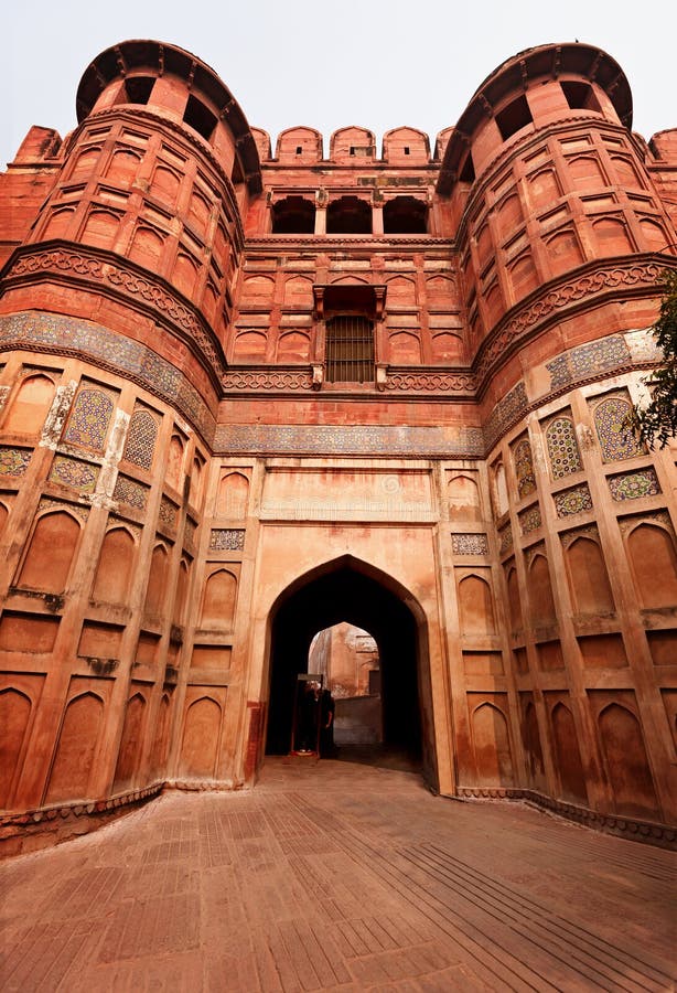 Red Agra ford, India stock image. Image of landmark, architecture ...