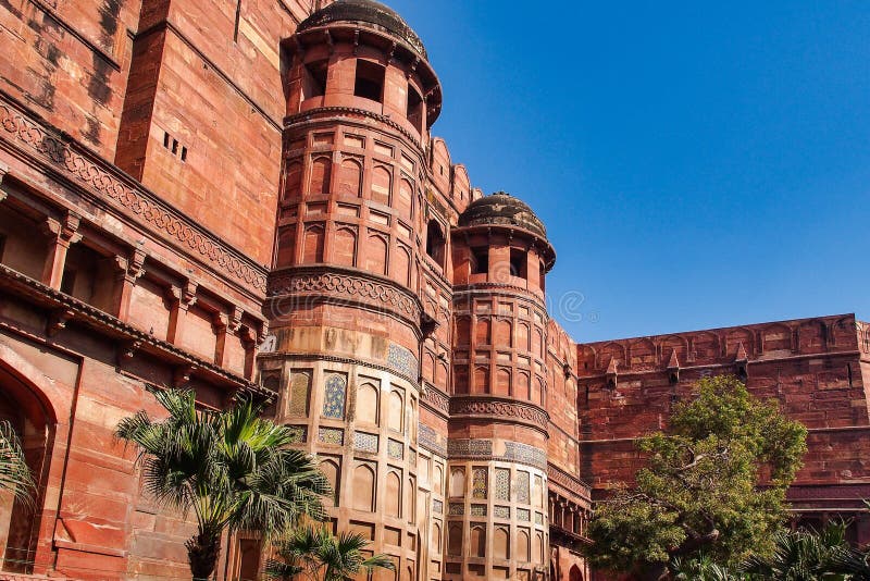 Red Agra Fort in Agra. Uttar Pradesh. India Stock Photo - Image of ...