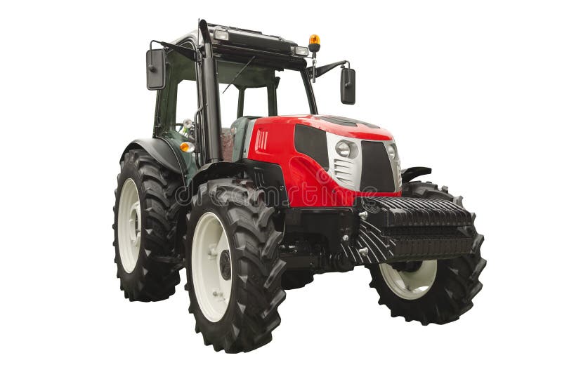 Red Agricultural Tractor, Front View Stock Image - Image of farm ...