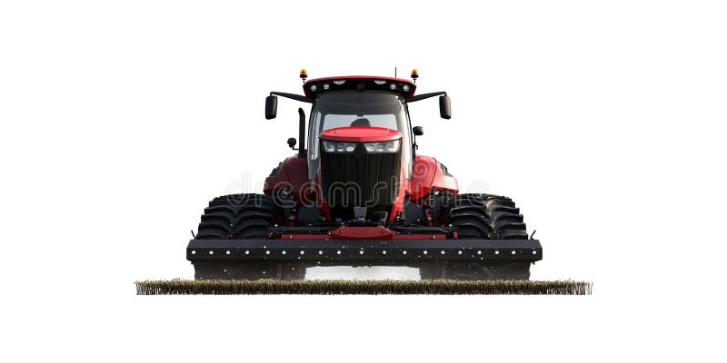 Red Agricultural Tractor Front View Isolated on Transparent Background ...