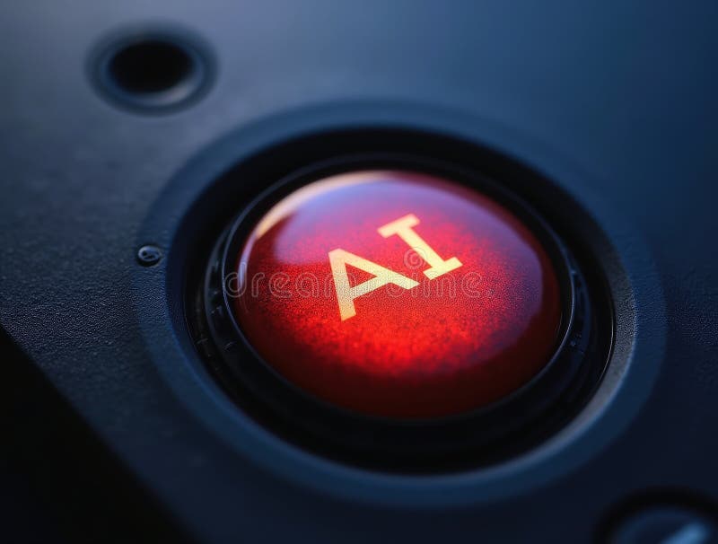 Red Ai Button Glowing on Modern Dark Control Panel Stock Illustration ...