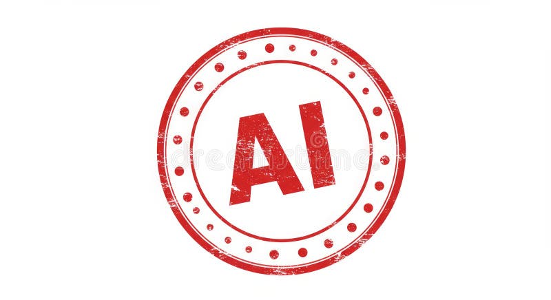 Red AI Stamp Grunge Texture Design Artificial Intelligence Logo Stock ...