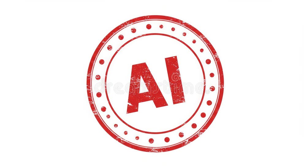 Red AI Stamp Grunge Texture Design Artificial Intelligence Logo Stock ...
