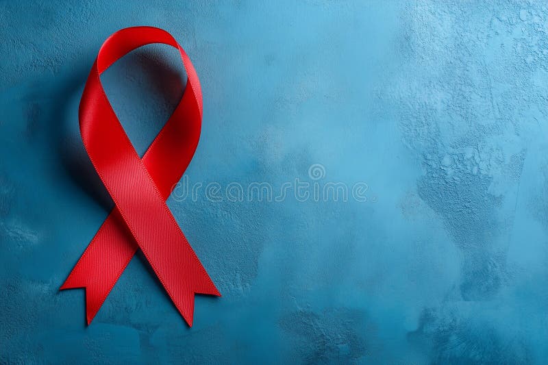 Red AIDS Day Ribbon on a Blue Background Stock Illustration ...