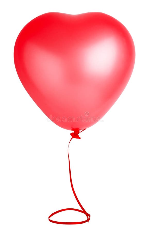 Red Air Balloon in a Shape of a Heart Stock Photo - Image of ribbon ...