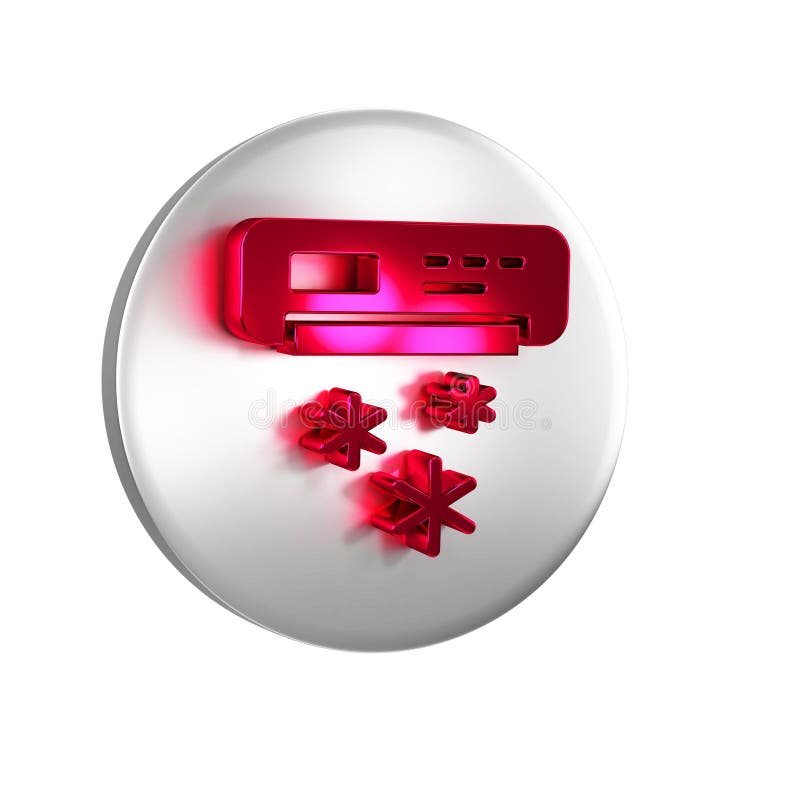 Red Air Conditioner Icon Isolated on Transparent Background. Split ...