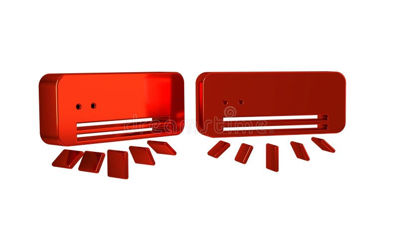 Red Air Conditioner Icon Isolated on Transparent Background. Split ...