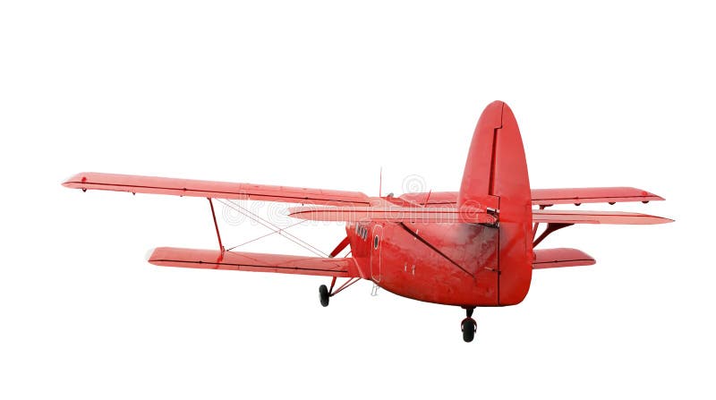 Red Airplane Biplane with Piston Engine Stock Image - Image of biplane ...