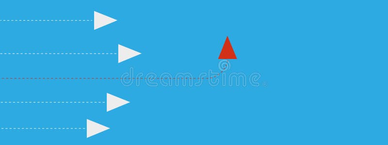 Red Airplane Changing Direction and White Ones. New Idea, Change, Trend ...