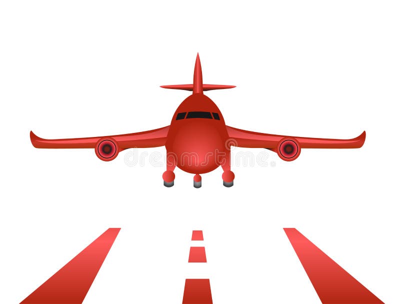 Red airplane landing stock vector. Illustration of concept - 44698384
