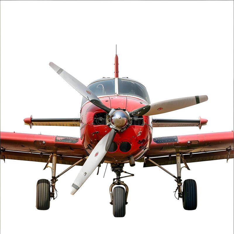 Red Airplane with Propeller is Preparing for Take Off Stock Image ...