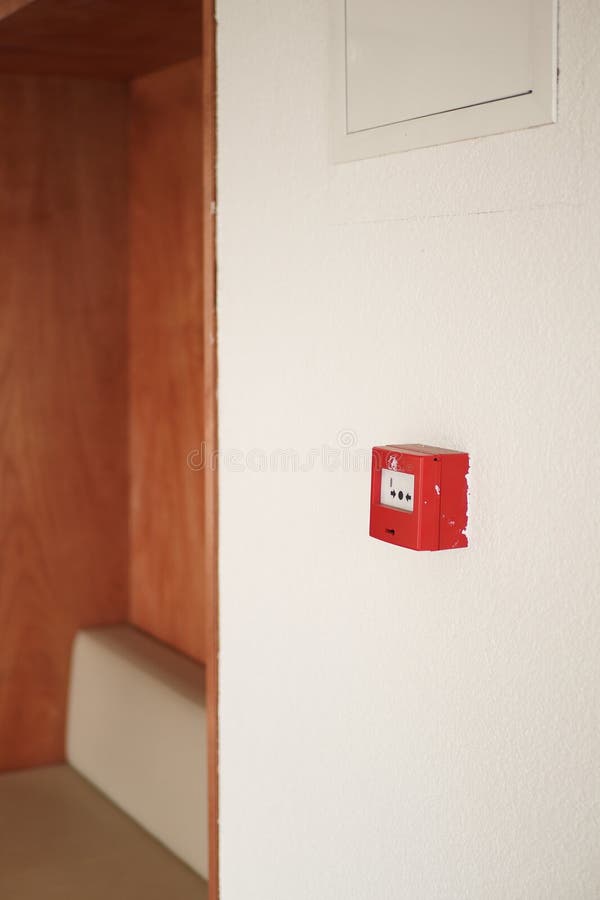 Red Alarm Box Mounted on White Wall in Minimal Space Stock Photo ...