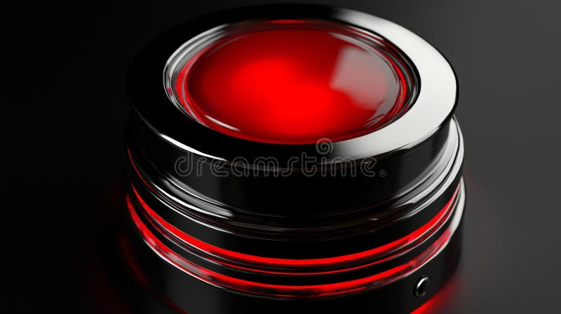 The Red Alarm Button is Illuminated in a Futuristic Dark Setting and ...