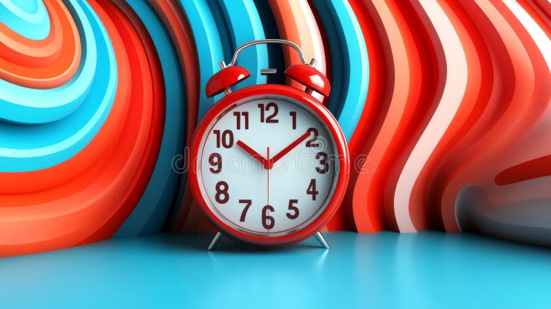 Red Alarm Clock on Abstract Colorful Background Stock Illustration ...