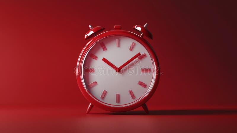 Red Alarm Clock on a Red Background Stock Illustration - Illustration ...