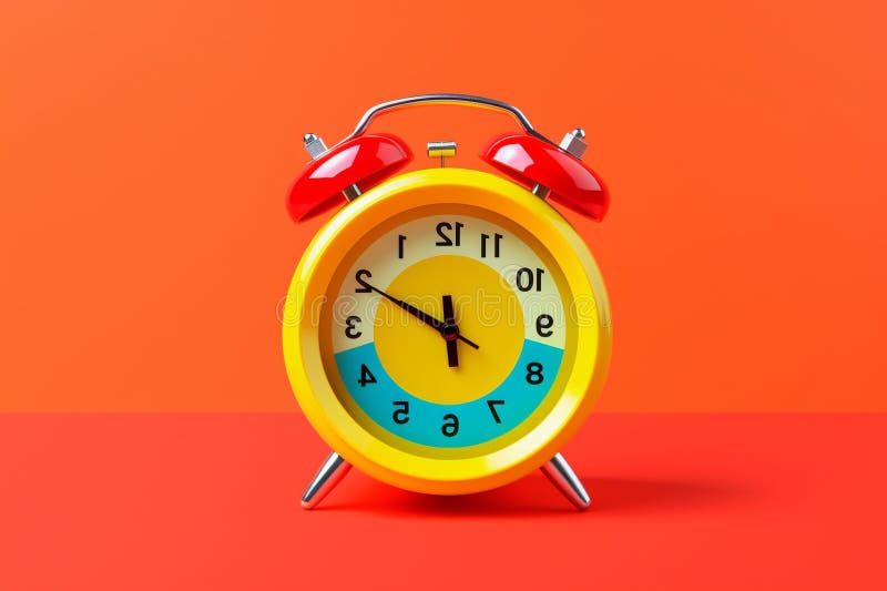 Red Alarm Clock on Blue Clock Red Alarm Clock Stock Illustration ...