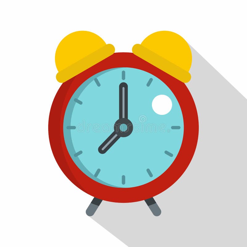 Red Alarm Clock Icon, Flat Style Stock Vector - Illustration of ...