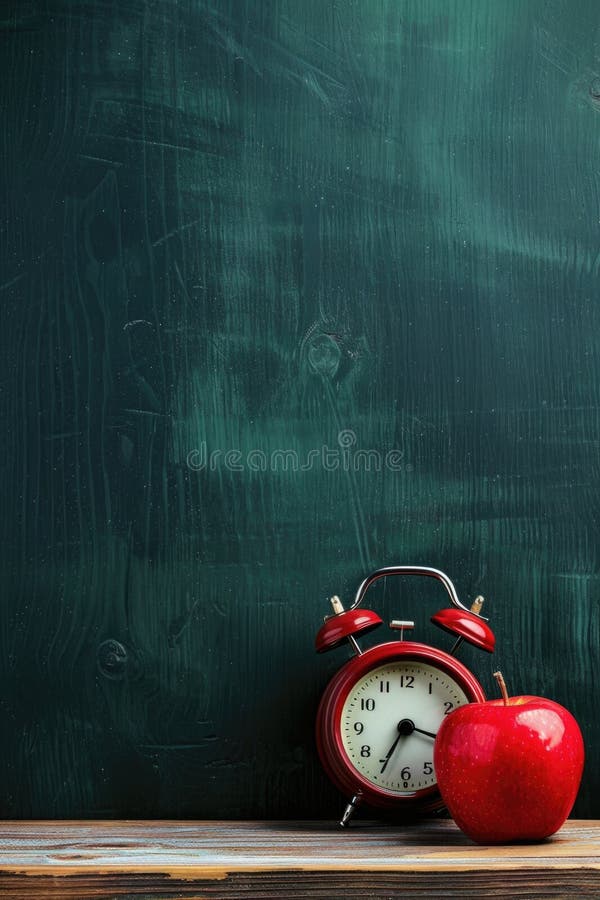 A Red Alarm Clock Next To a Red Apple. Perfect for Time Management ...