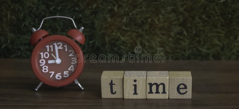 Red Alarm Clock Put beside TIME Word Stock Image - Image of word, table ...