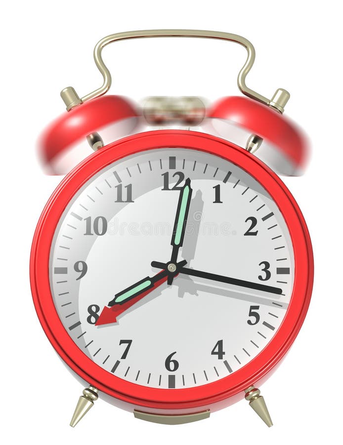 Red Old Style Alarm Clock on White. Stock Illustration - Illustration ...