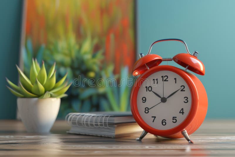 Clock Sitting on Top of Wooden Table Next To Mountain. Generative AI ...