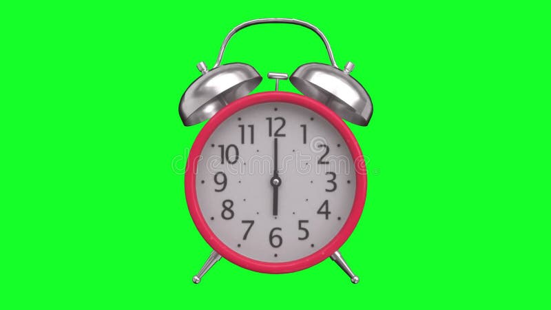 Red Alarm Clock with Spinning Hands on Green Screen Stock Footage ...