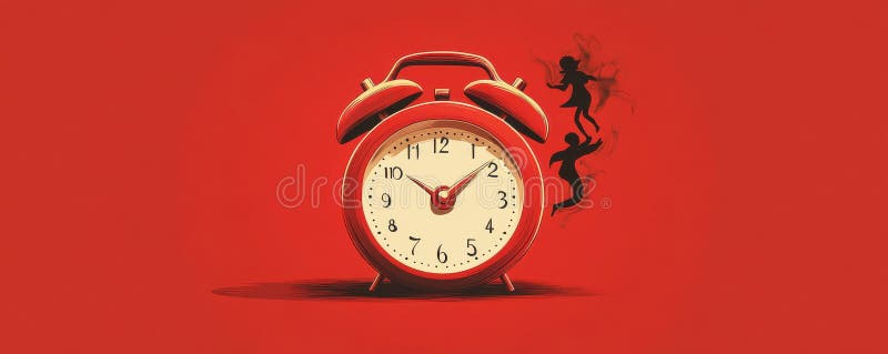 Red Alarm Clock on a Vibrant Background with Steam Effect Symbolizing ...