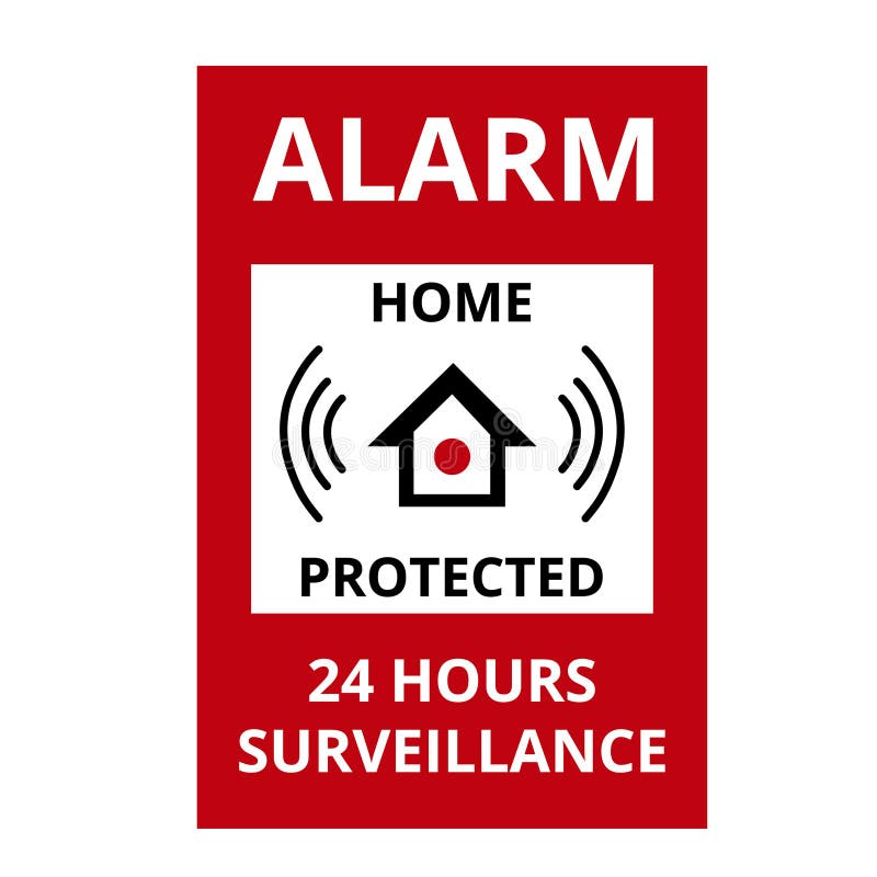 Red Alarm Home Protected Banner on a White Background Stock Vector ...